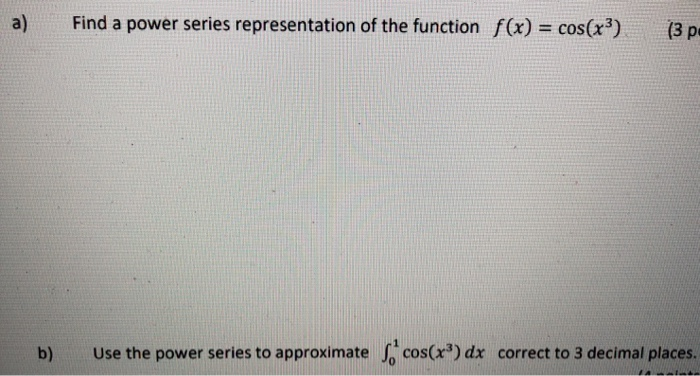 Solved a) Find a power series representation of the function | Chegg.com