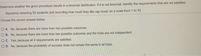 Solved Determine whether the given procedure results in a | Chegg.com