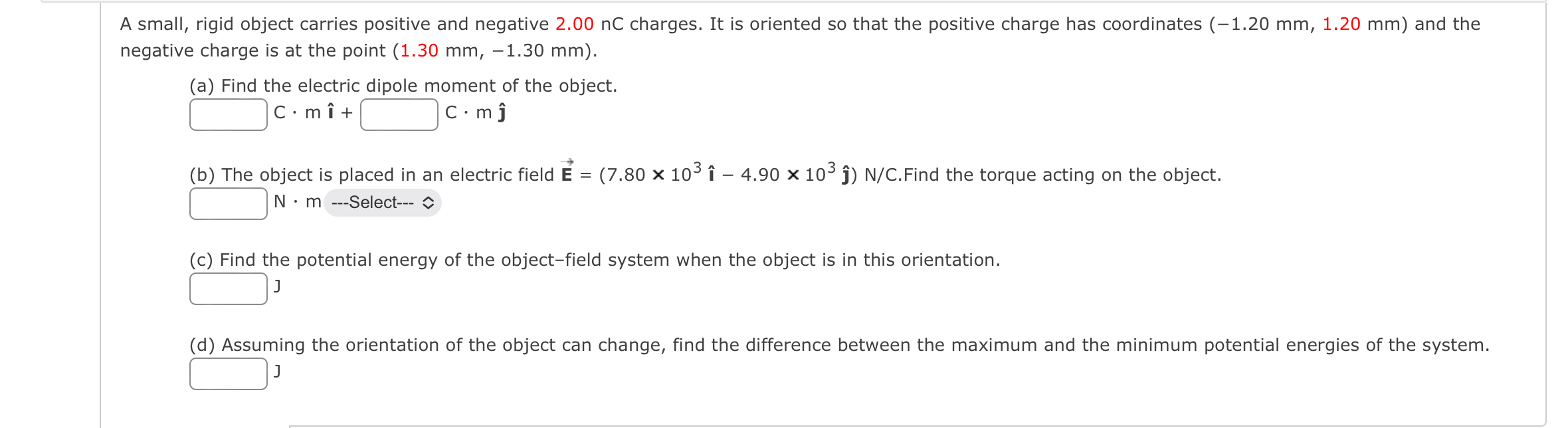 Solved A small, rigid object carries positive and negative | Chegg.com