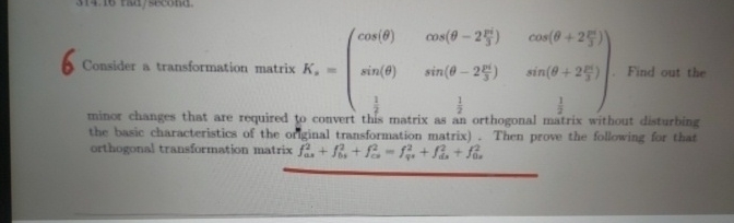 Solved Consider a transformation matrix | Chegg.com