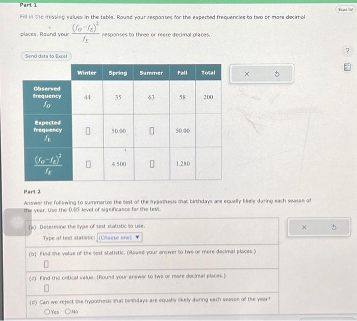 Solved Fill in the missing values in the table. Round your | Chegg.com