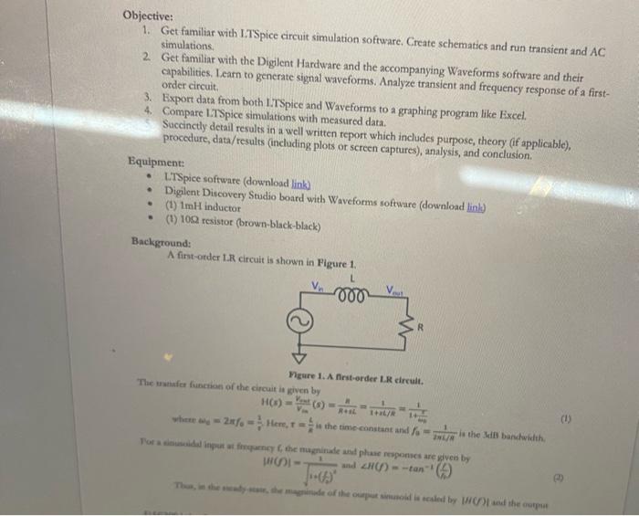 Objective: 1. Get familiar with L.TSpice circuit | Chegg.com