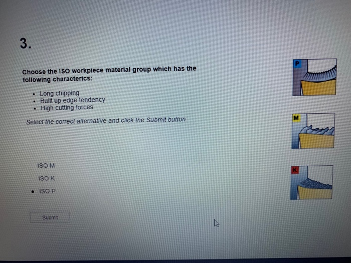 Solved Choose the ISO workpiece material group which has the | Chegg.com