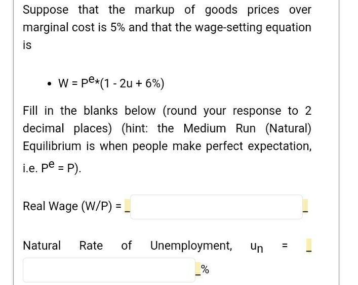 Solved Suppose That The Markup Of Goods Prices Over Marginal Chegg Solved Suppose That The Markup Of Goods Prices Over Marginal Chegg