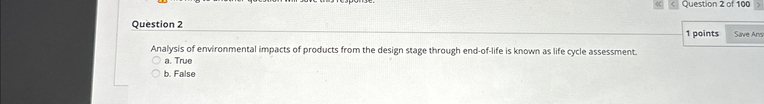 Solved Question 2 ﻿of 100Question 2Analysis of environmental | Chegg.com