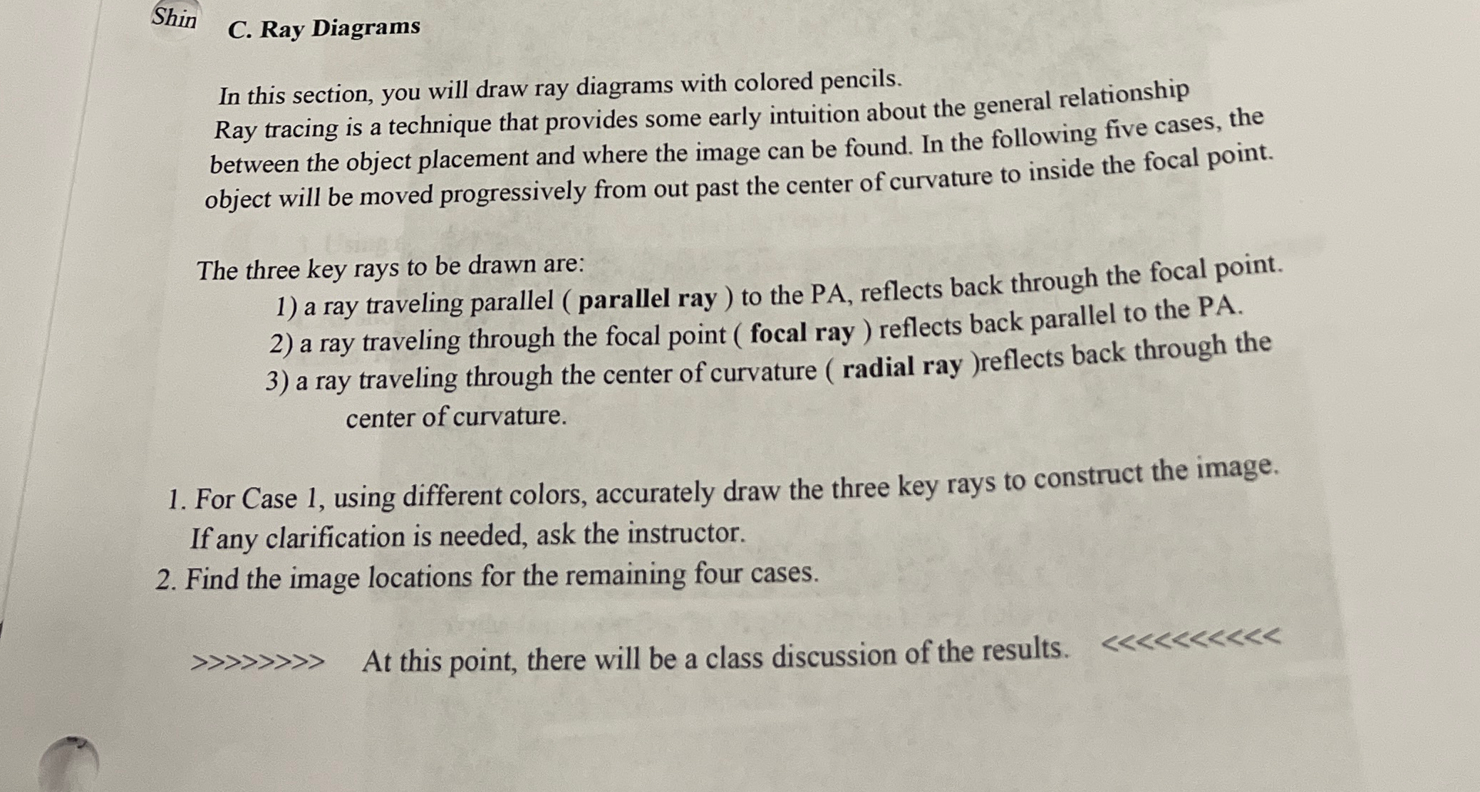 Solved ShinC. ﻿Ray DiagramsIn this section, you will draw | Chegg.com