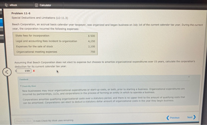 Solved 1 eBook Calculator Problem 11-6 Special Deductions | Chegg.com Solved 1 eBook Calculator Problem 11-6 Special Deductions | Chegg.com