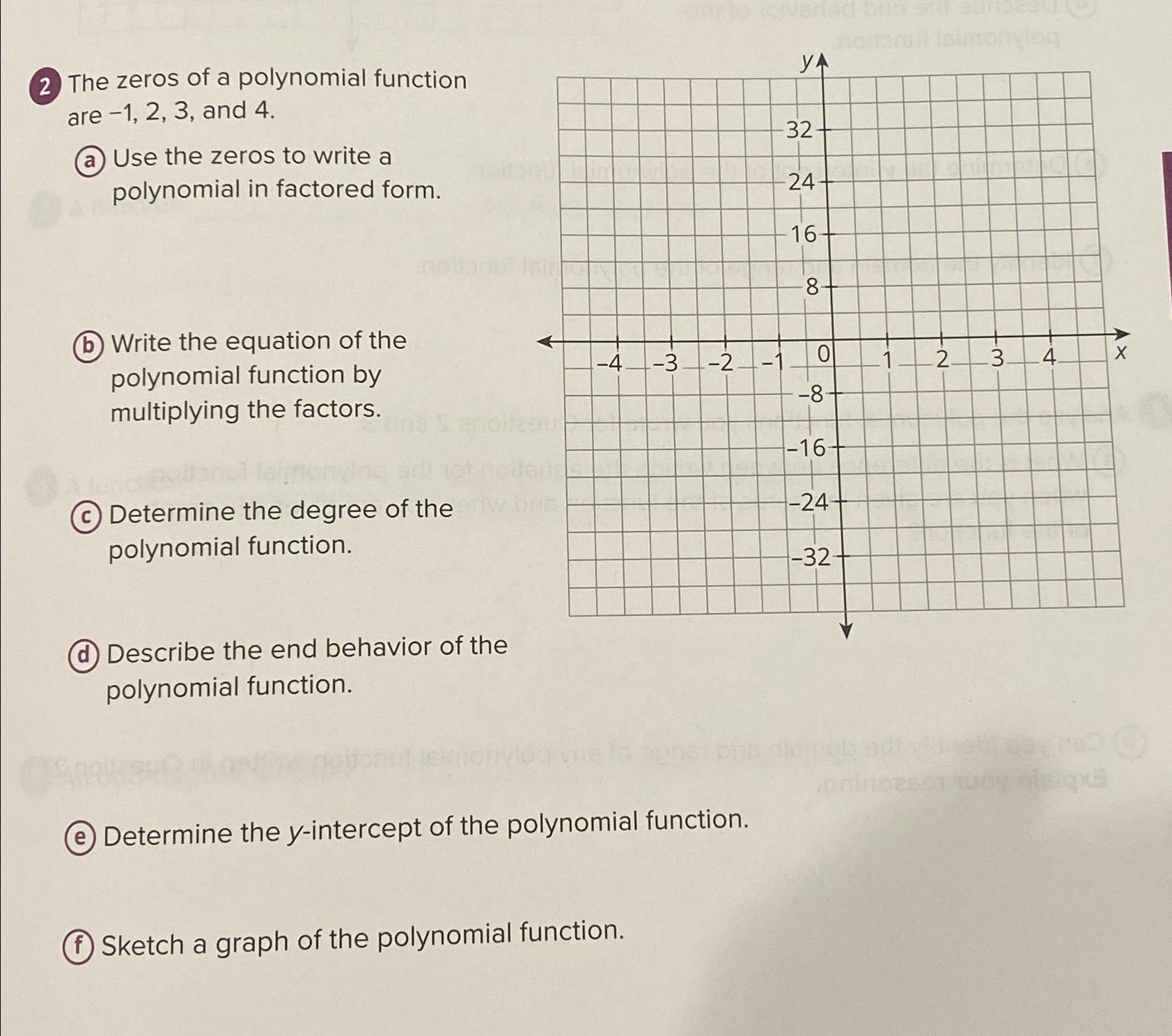 Solved (2) ﻿The zeros of a polynomial function are -1,2,3, | Chegg.com