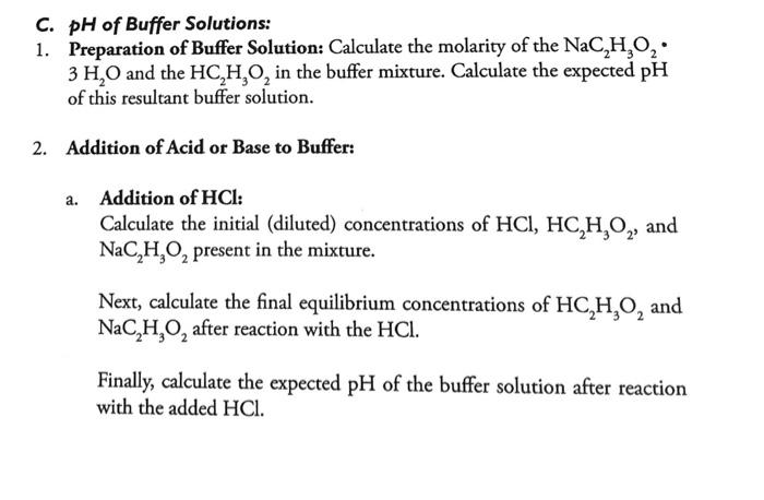 Solved C. pH of Buffer Solutions: 1. Preparation of Buffer | Chegg.com