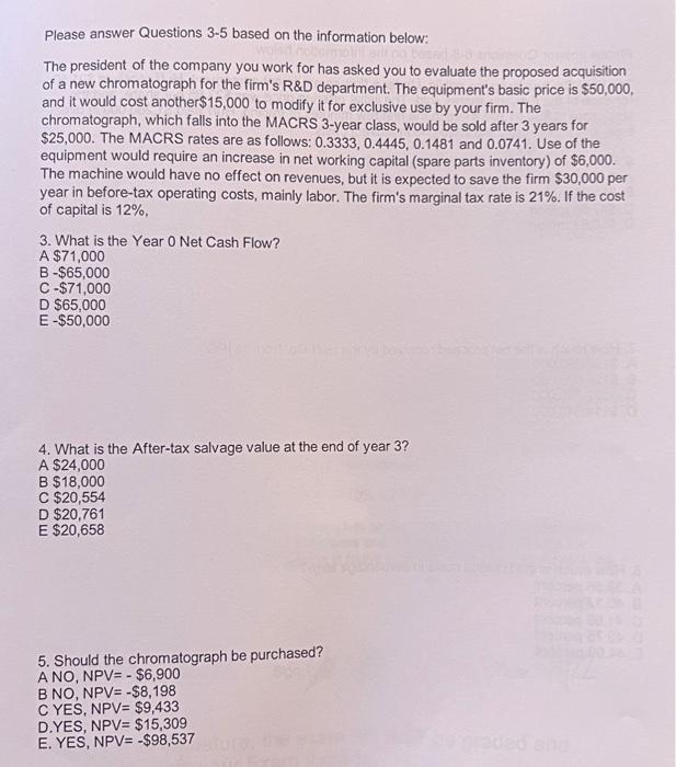 Solved Please answer Questions 3-5 based on the information | Chegg.com