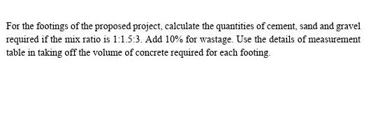 Solved For the footings of the proposed project, calculate | Chegg.com