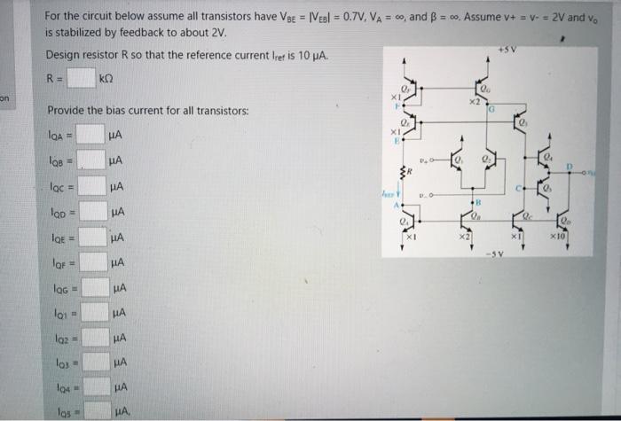 Solved For the circuit below assume all transistors have Vge | Chegg.com