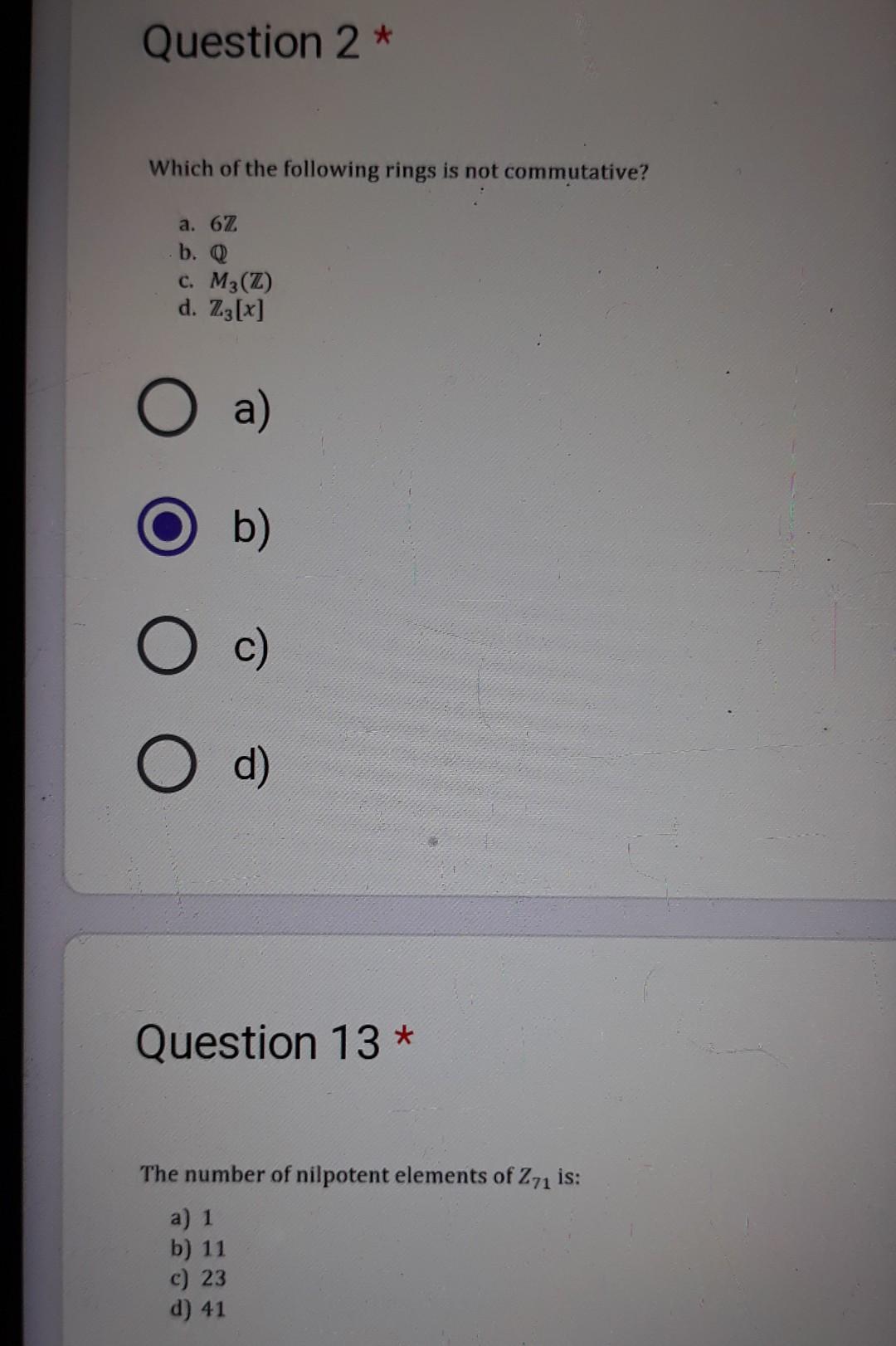Solved Which of the following rings is not commutative? a. | Chegg.com