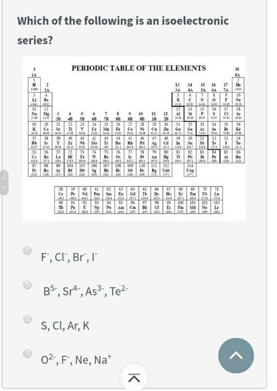 Solved Which of the following is an isoelectronic series? | Chegg.com