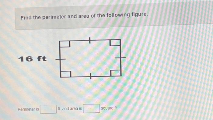 Solved Find the perimeter and area of the following figure. | Chegg.com