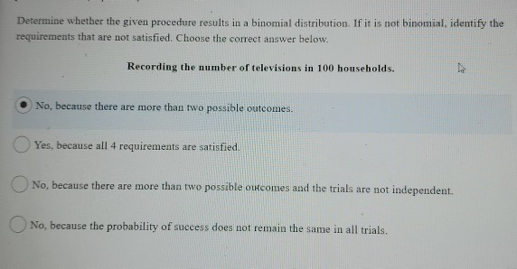 Solved Determine whether the given procedure results in a | Chegg.com