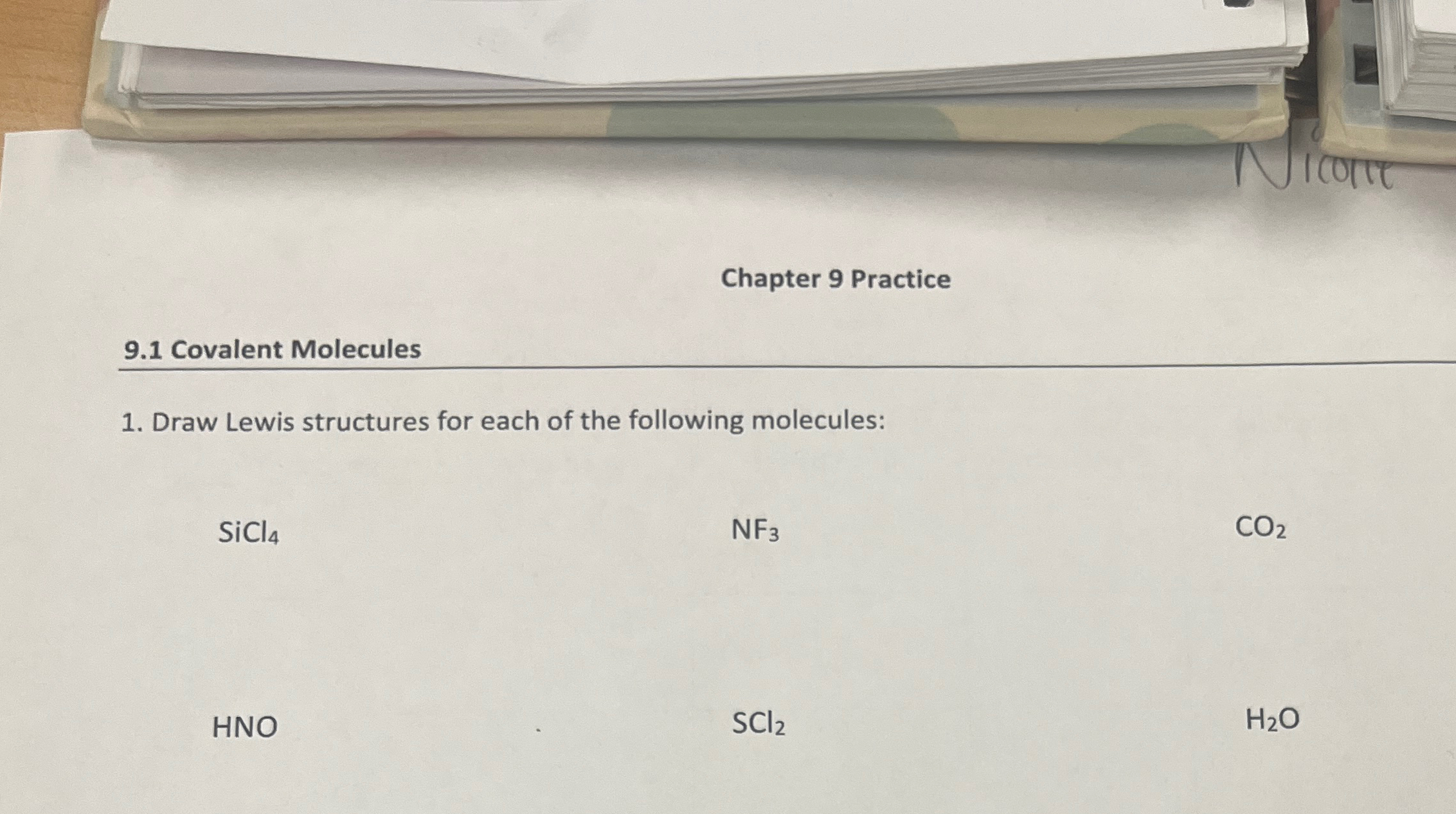 Solved Chapter 9 ﻿Practice9.1 ﻿Covalent MoleculesDraw Lewis | Chegg.com