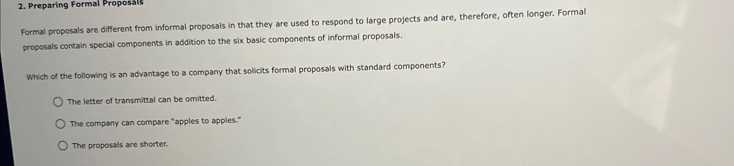 Solved Preparing Formal ProposalsFormal proposals are | Chegg.com