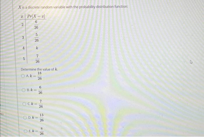 Solved X is a discrete random variable with the probability | Chegg.com