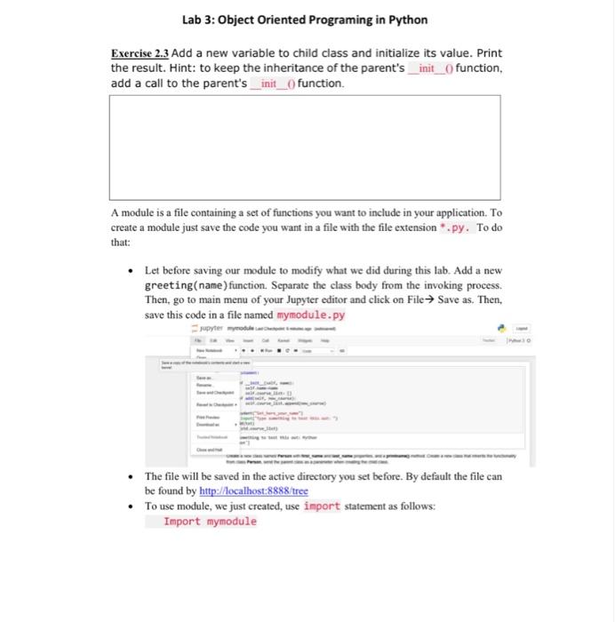 Solved Lab 3: Object Oriented Programing in Python Exercise | Chegg.com