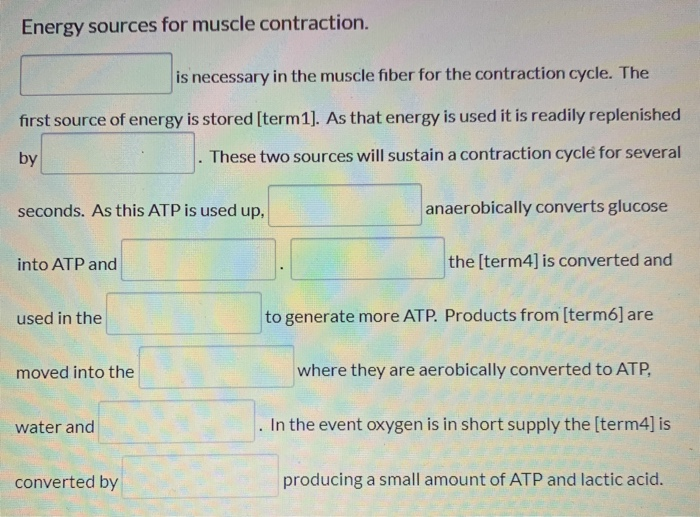 Solved Energy sources for muscle contraction. is necessary | Chegg.com