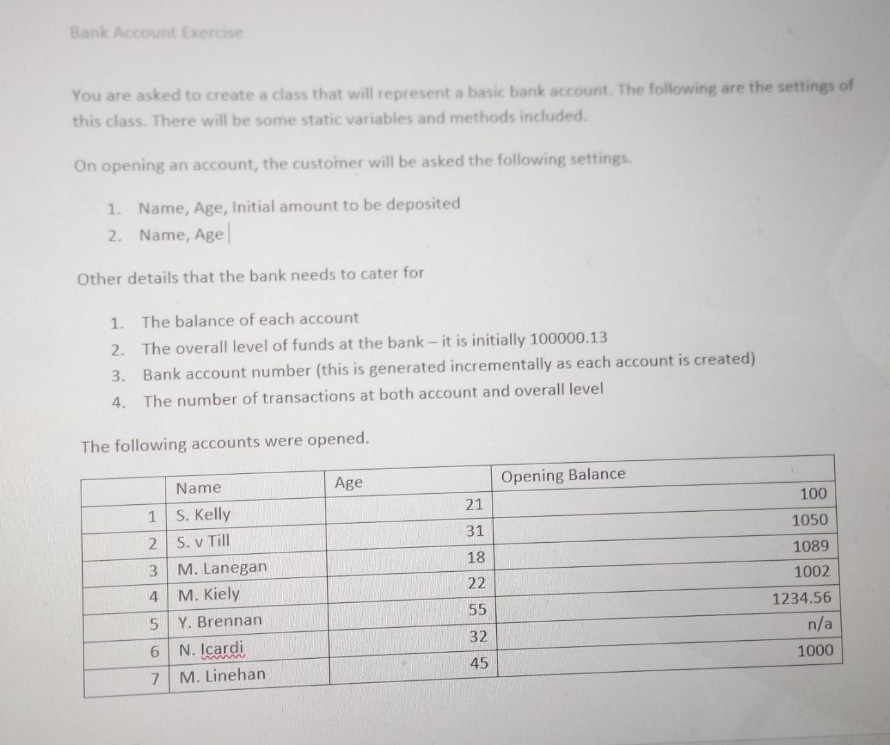Solved Bank Account Exete You are asked to create a class | Chegg.com