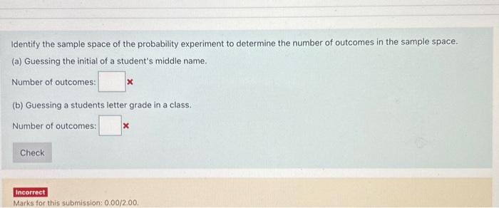 Solved Identify the sample space of the probability | Chegg.com
