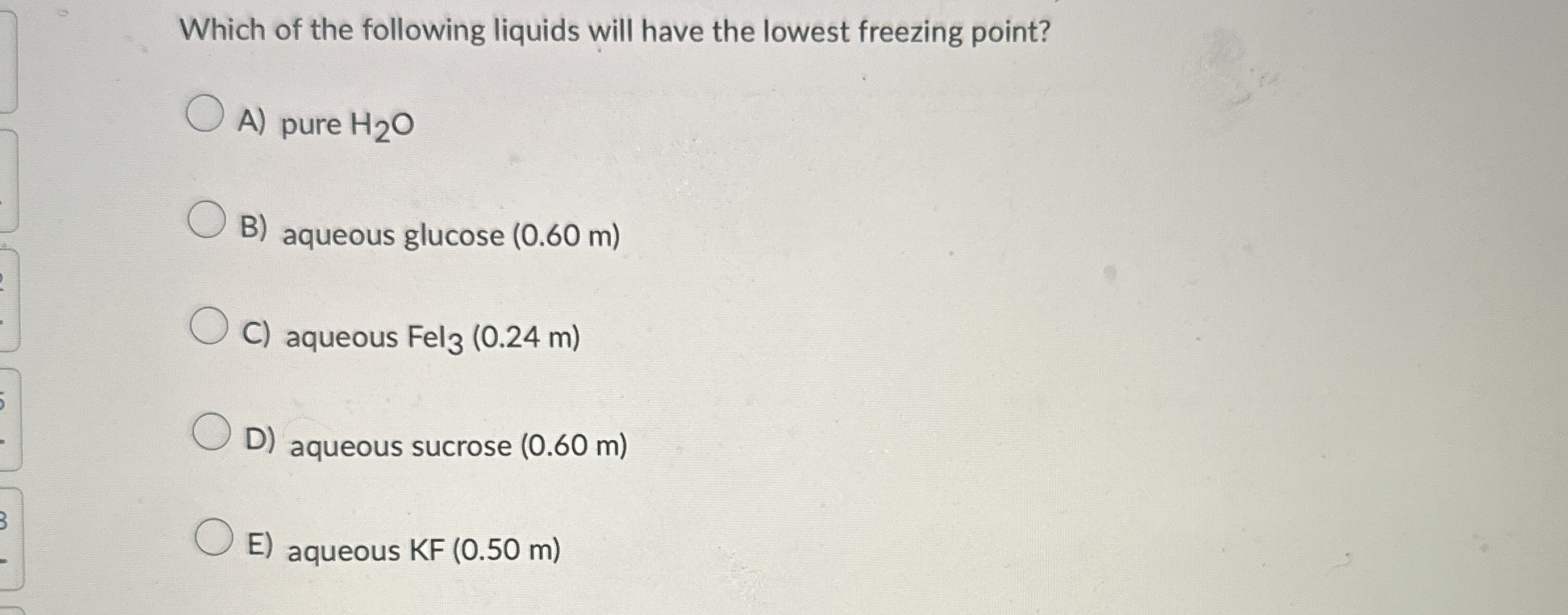 Solved Which of the following liquids will have the lowest | Chegg.com