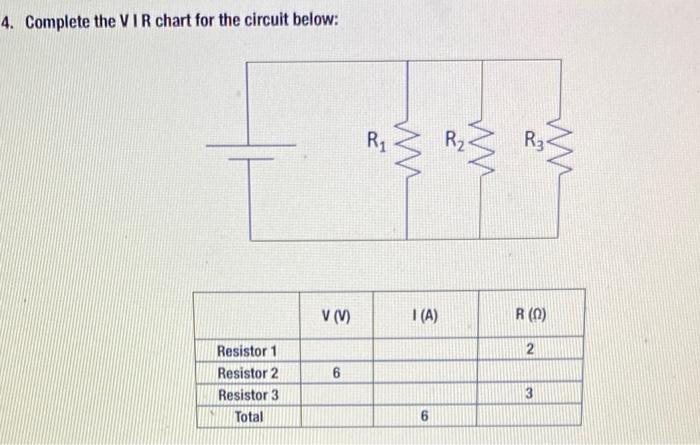 Solved 4. Complete the VIR chart for the circuit below: M R; | Chegg.com
