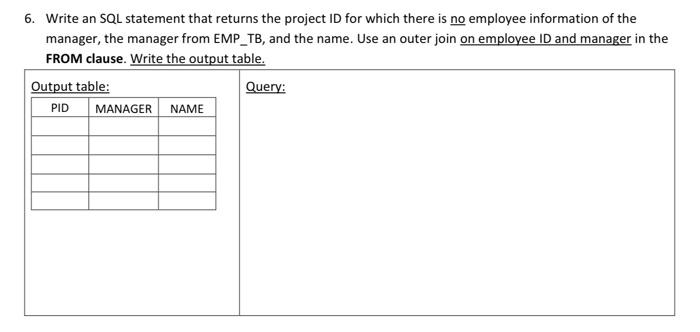Solved Assume that a business has two tables EMP_TB and | Chegg.com