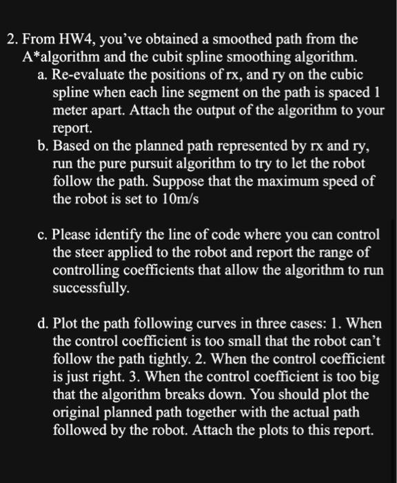 Solved From HW4, you've obtained a smoothed path from the | Chegg.com