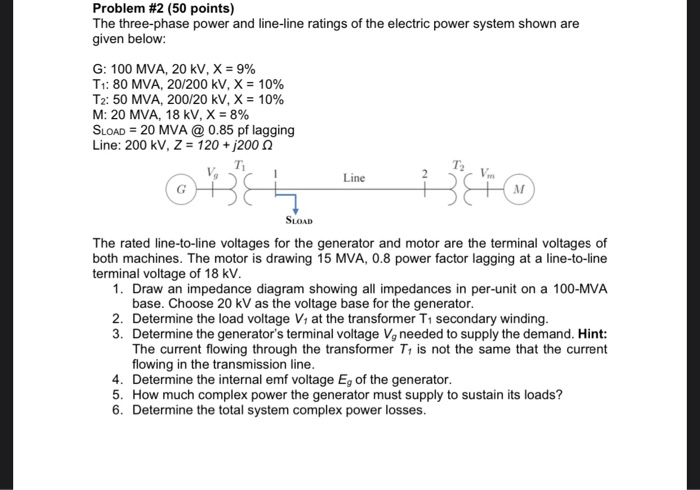 Solved Problem #2 (50 points) The three-phase power and | Chegg.com