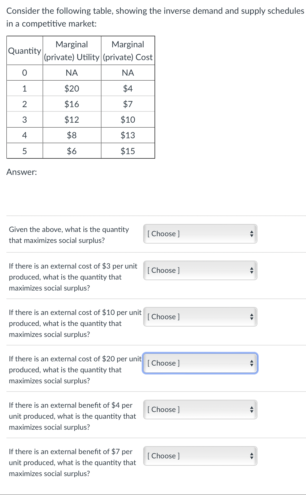 Solved Consider the following table, showing the inverse | Chegg.com