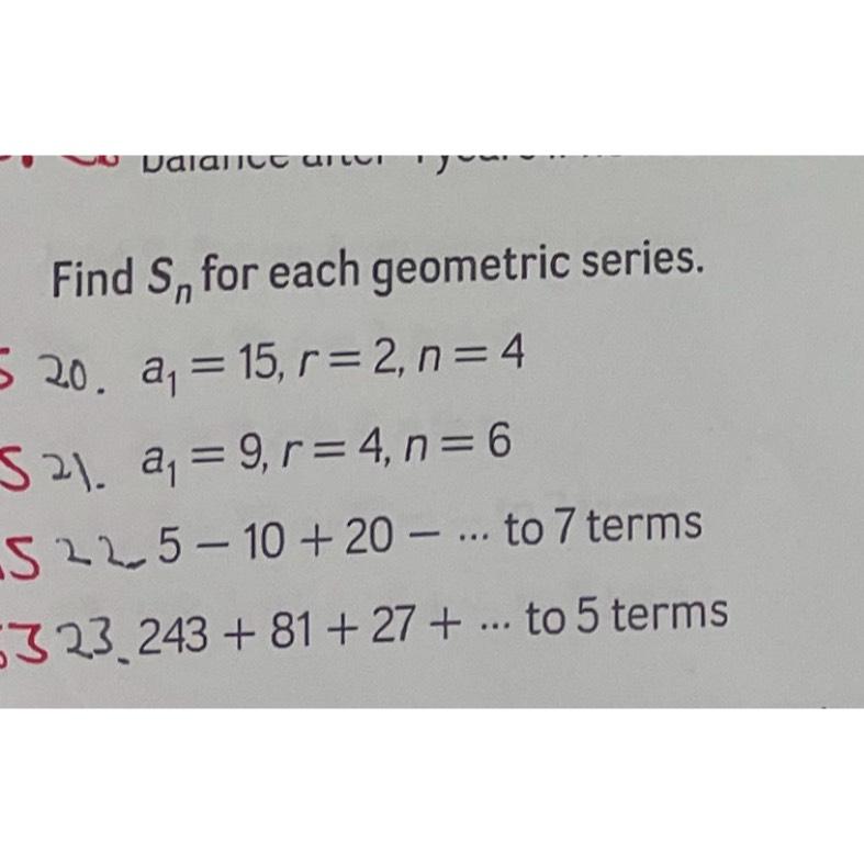 Solved Find Sn ﻿for each geometric | Chegg.com