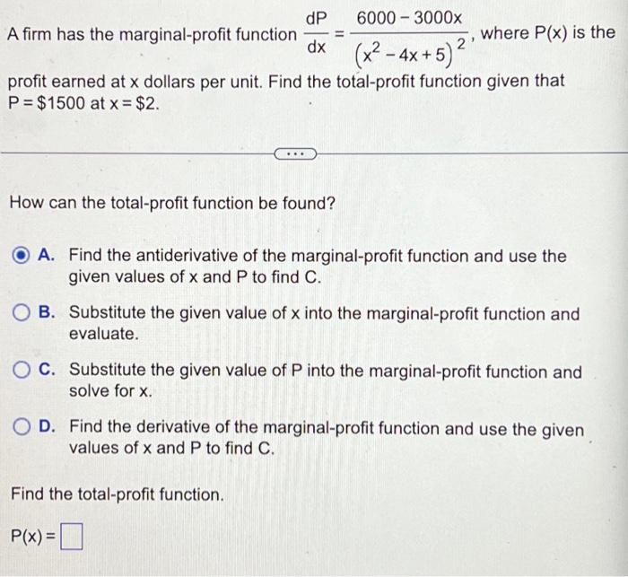 Solved A firm has the marginal-profit function | Chegg.com