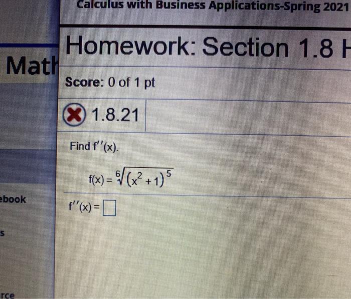 Solved calculus with Business Applications-Spring 2021 | Chegg.com