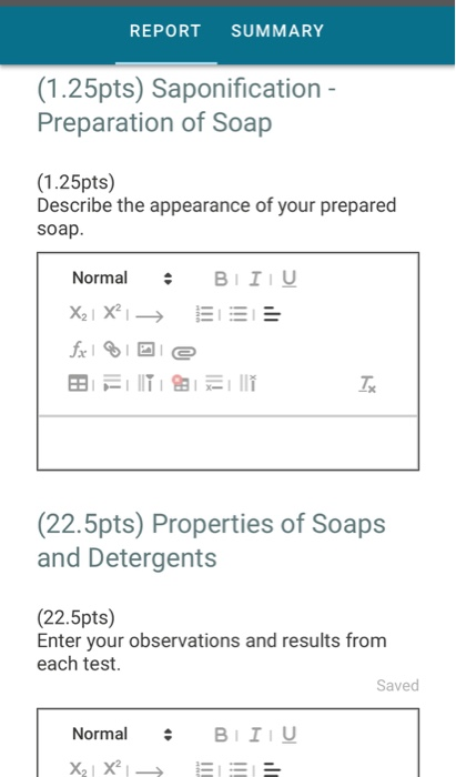 Lab 8 Lab 8 Preparation and Properties of Soap Team | Chegg.com
