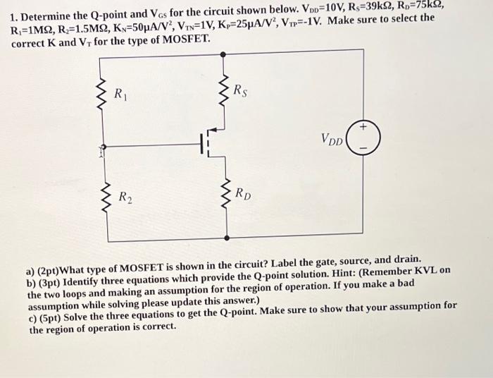 Solved 1. Determine the Q-point and VGS for the circuit | Chegg.com