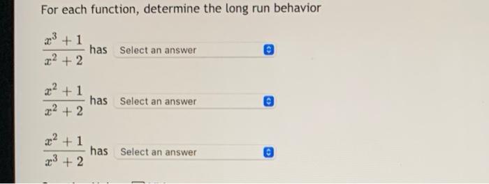 Solved For each function, determine the long run behavior 3 | Chegg.com