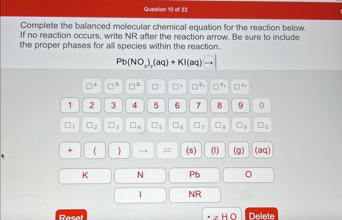 Solved Complete the balanced molecular chemical equation for | Chegg.com