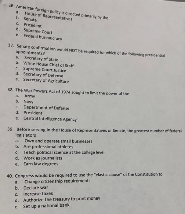 30. The franking privilege refers to the a. Federal | Chegg.com