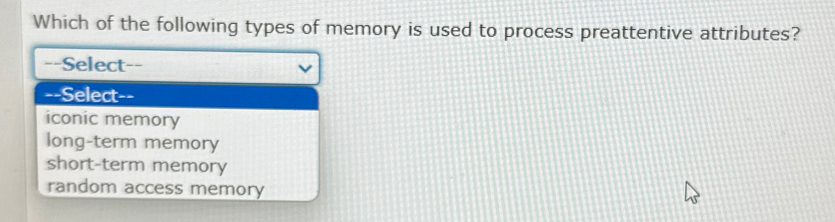 Solved Which of the following types of memory is used to | Chegg.com