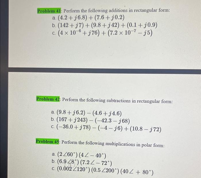 Solved Problem 41: Perform the following additions in | Chegg.com