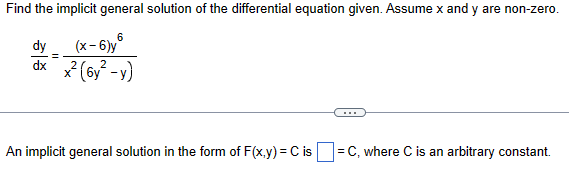 Solved Find the implicit general solution of the | Chegg.com