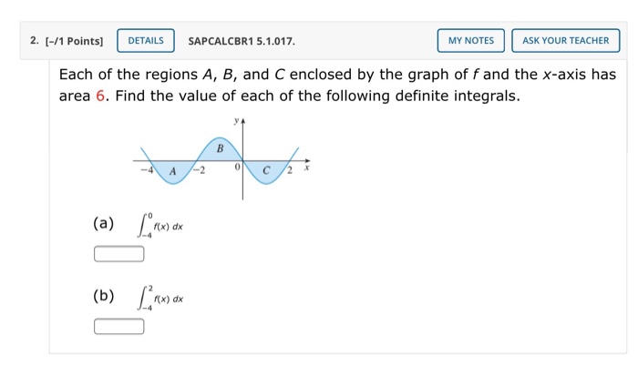 Solved 2. (-/1 Points) DETAILS SAPCALCBR1 5.1.017. MY NOTES | Chegg.com Solved 2. (-/1 Points) DETAILS SAPCALCBR1 5.1.017. MY NOTES | Chegg.com