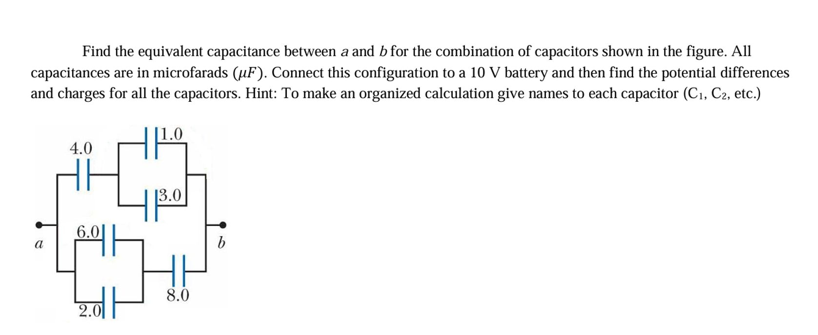 Solved Find the equivalent capacitance between a and b ﻿for | Chegg.com