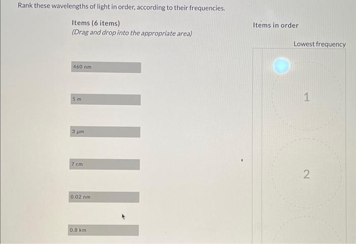 Rank these wavelengths of light in order, according | Chegg.com Rank these wavelengths of light in order, according | Chegg.com