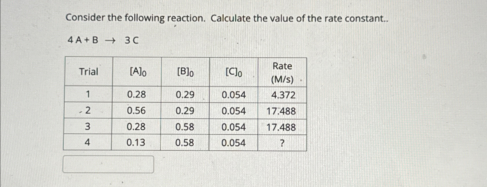 Solved Consider the following reaction. Calculate the value | Chegg.com