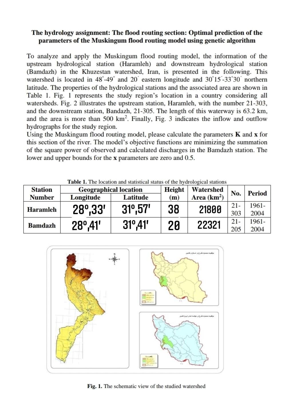 Solved The hydrology assignment: The flood routing section: | Chegg.com