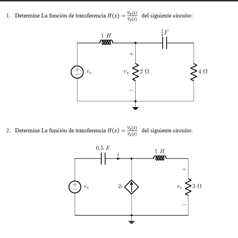 Solved Encontrar la funcion de transferencia de los | Chegg.com